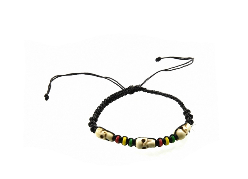 Bracelet bresilien Rasta - Perles Tête de mort 17